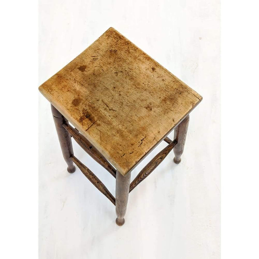 KONTRAST - Elm & Beech Stool - machinists sloping workers stool