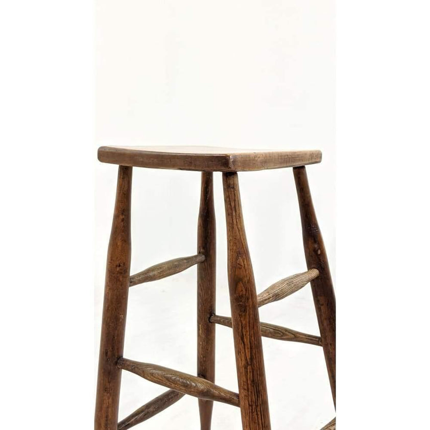 KONTRAST - SOLD | Elm & Beech Stool - machinists sloping workers stool